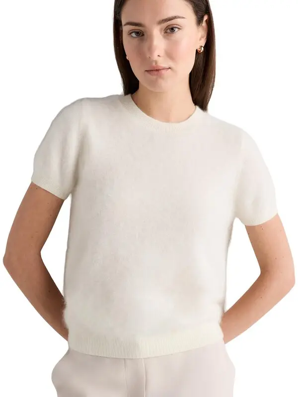 Quince Brushed Cashmere T-shirt - Ivory
