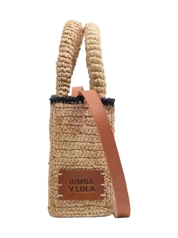 Bimba Y Lola Mini Woven Logo Tote Bag - Neutrals