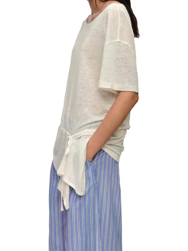 Bimba Y Lola Ivory Linen Drawstring Top - Neutrals