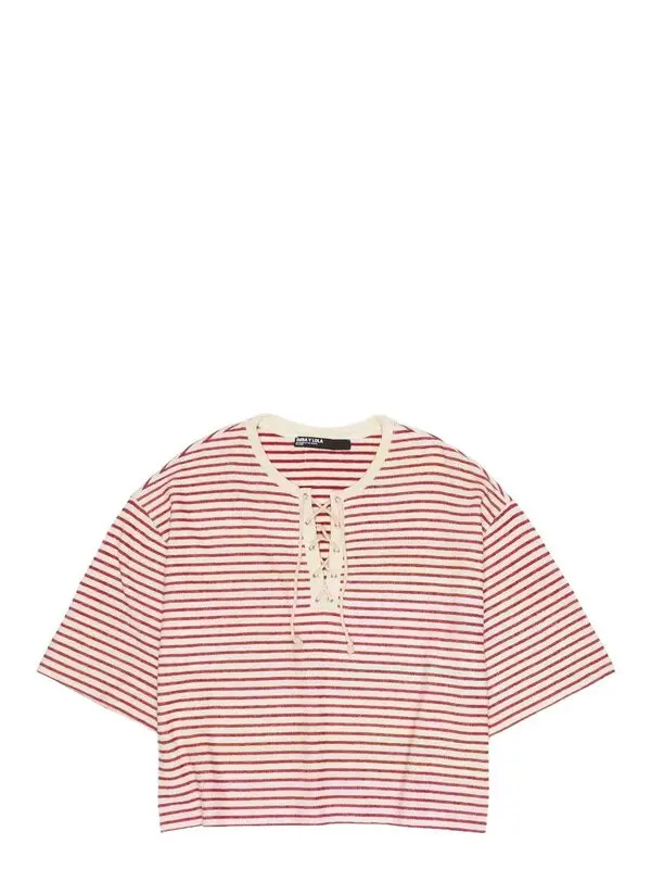 Bimba Y Lola Striped Lace-up T-shirt - Red