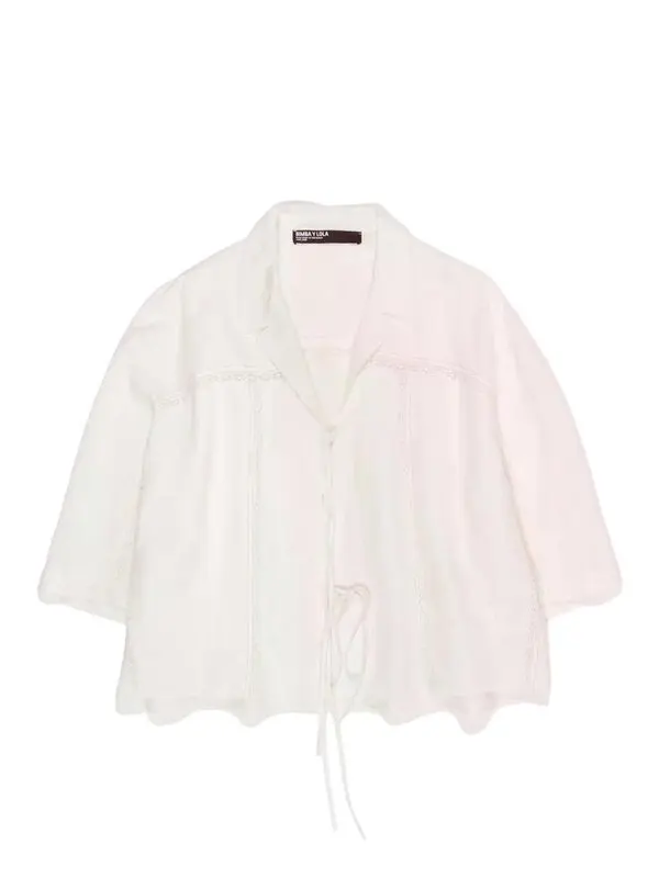 Bimba Y Lola Lace-trim Tie-neck Blouse - White