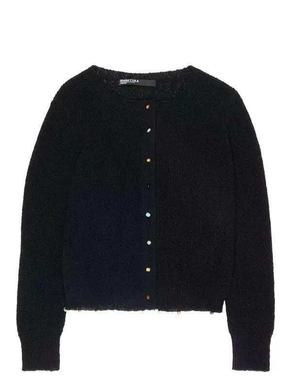 Bimba Y Lola Embellished Open-knit Cardigan - Black