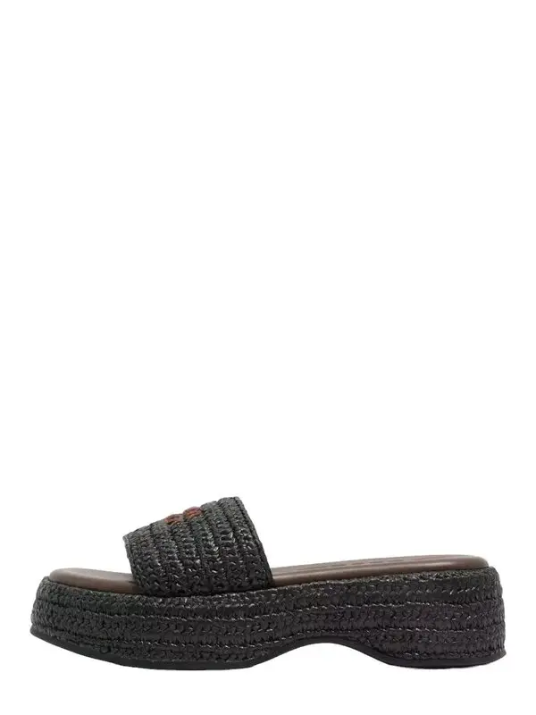 Bimba Y Lola Raffia Platform Sandals - Black