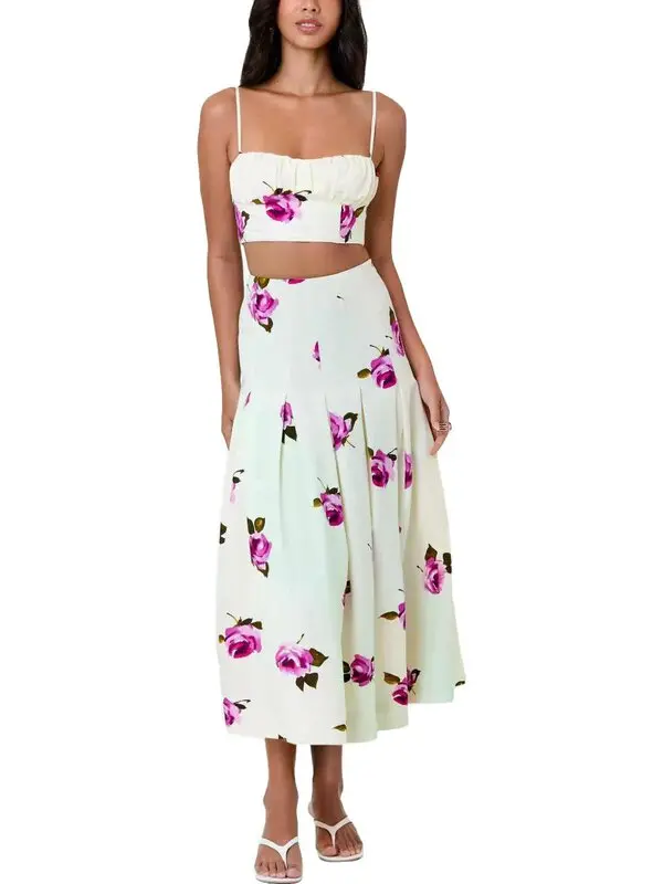 NICHOLAS Jordana Pleated Midi Skirt - Neutrals
