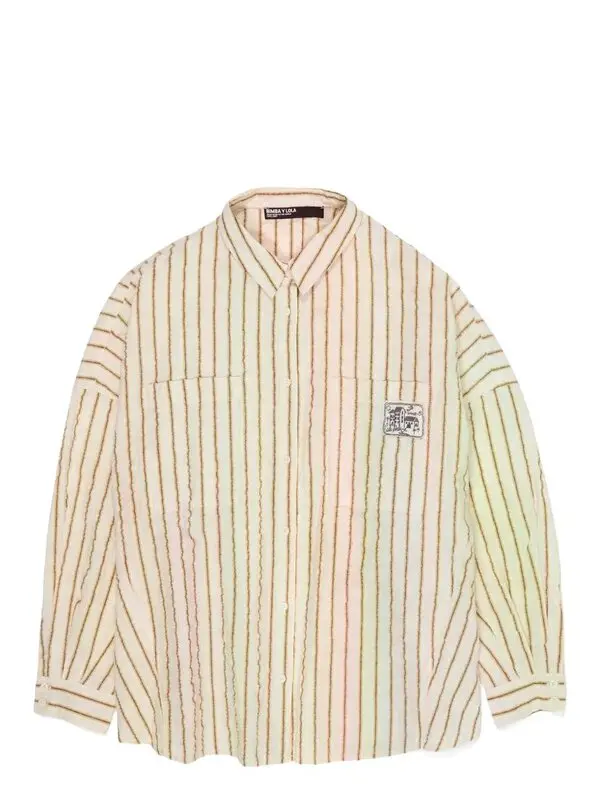 Bimba Y Lola Striped Cotton Blend Shirt - Neutrals