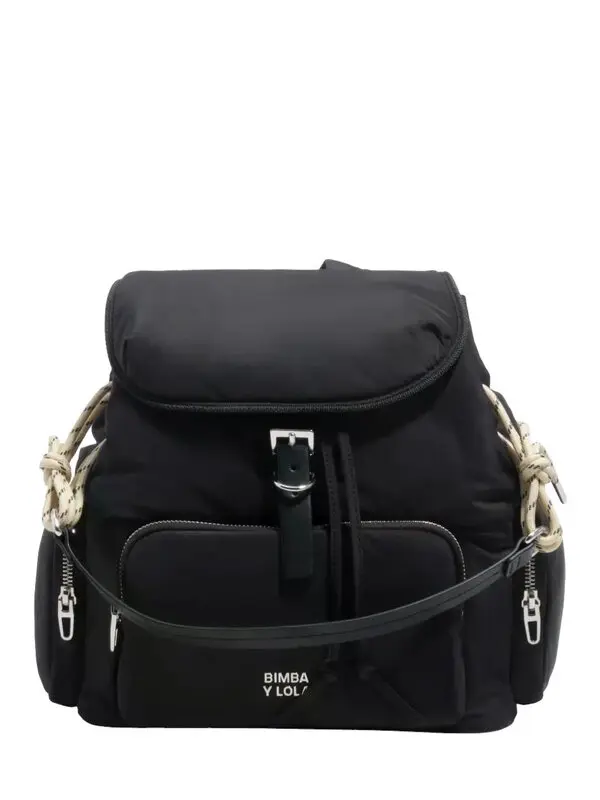 Bimba Y Lola Buckle-strap Drawstring Backpack - Black