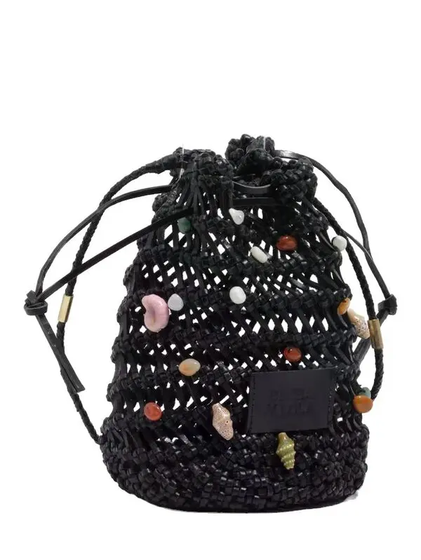 Bimba Y Lola Braided Leather Mini Bucket Bag - Black