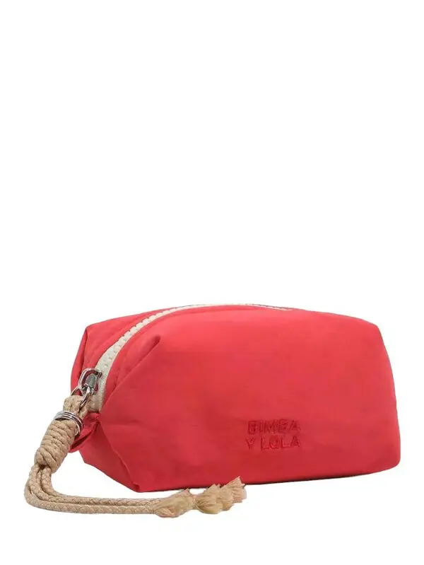 Bimba Y Lola Small Embroidered Logo Rope Puller Makeup Bag - Red