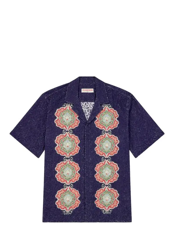 Orlebar Brown Broderie Anglaise Cotton Shirt - Blue