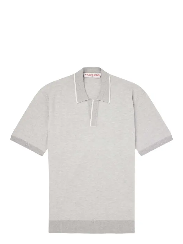 Orlebar Brown Horton Cotton And Wool-blend Polo Shirt - Gray