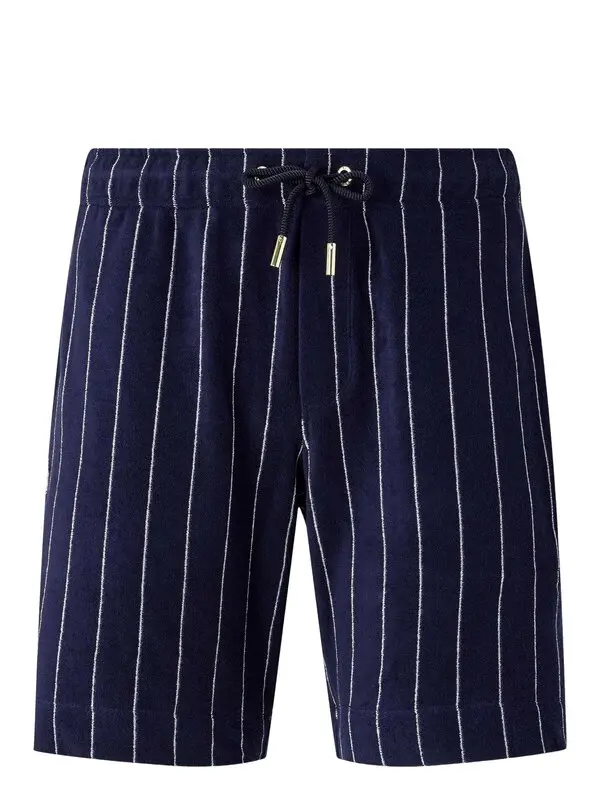Orlebar Brown Trevone Striped Cotton-terry Shorts - Navy