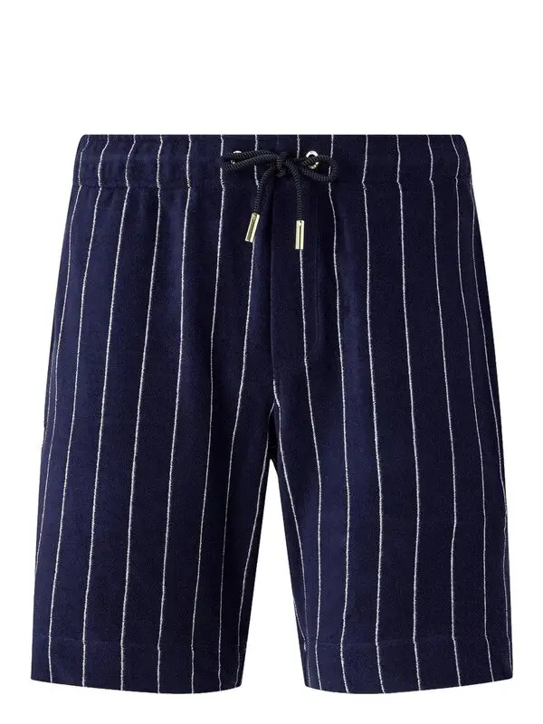 Orlebar Brown Striped Cotton-terry Shorts - Navy
