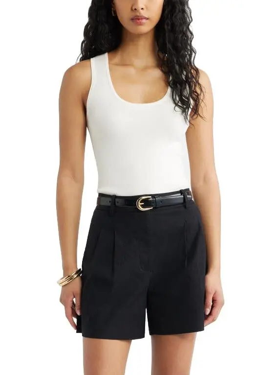 OPEN EDIT Ribbed Scoop Neck Sweater Tank - Ivory