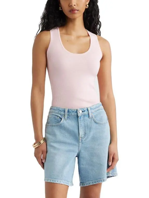 OPEN EDIT Ribbed Scoop Neck Sweater Tank - Pink Pinkesque