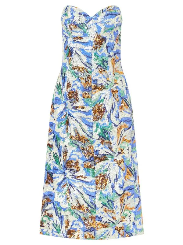 Rabanne Strapless Sequined Crepe Midi Dress - Multi