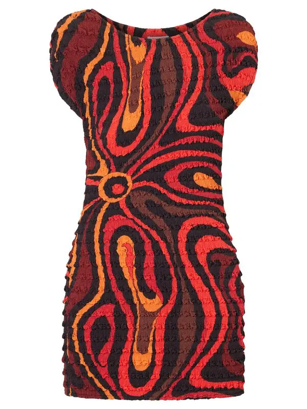Emilio Pucci Shibori Crinkled-crepe Printed Mini Dress - Orange