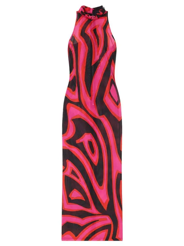 Emilio Pucci Printed Mesh Maxi Dress - Pink