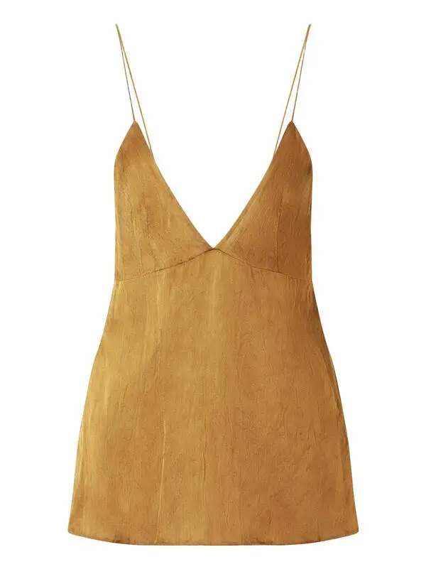 Khaite Timy Crinkled Voile Camisole - Gold