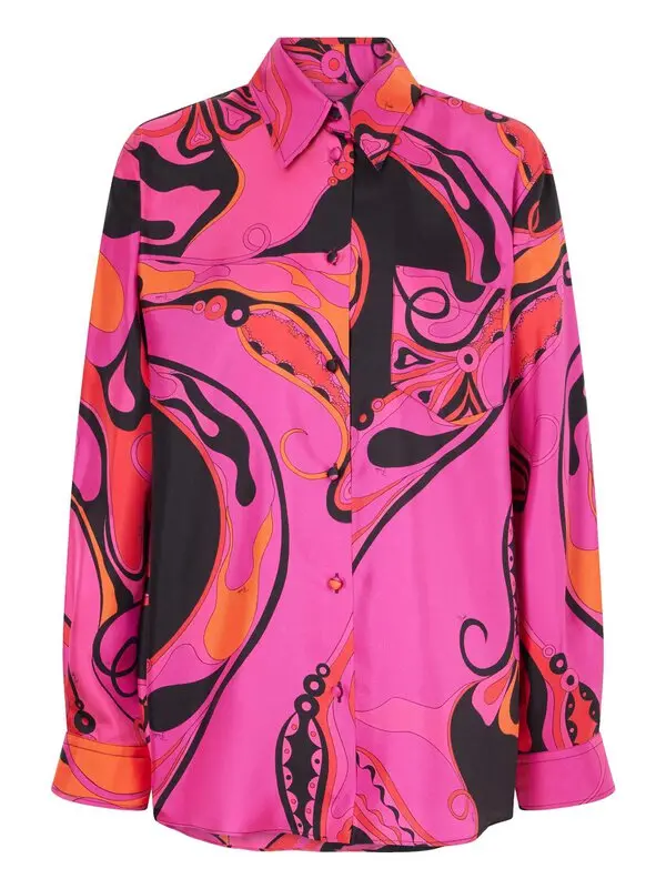 Emilio Pucci Printed Silk Twill Shirt - Pink