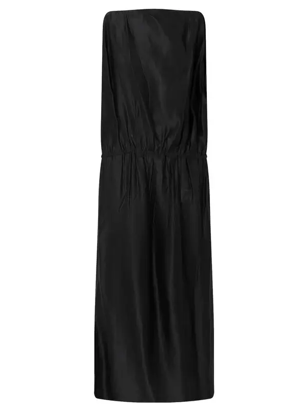 Khaite Tia Midi Dress In Satin-twill - Black
