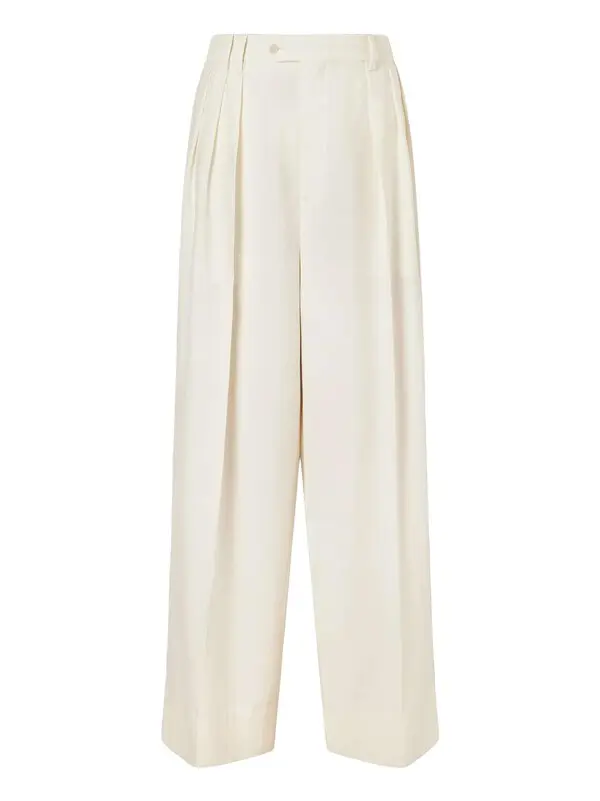 Calvin Klein Alexandra Pleated Wool Wide-leg Pants - Ivory