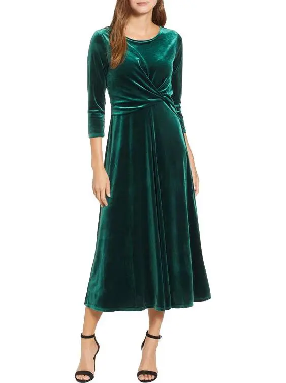 Chaus Velvet Midi Dress - Hunter