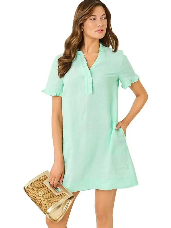 Lilly Pulitzer® Scarlette Linen Dress - Mint Condition X Resort White