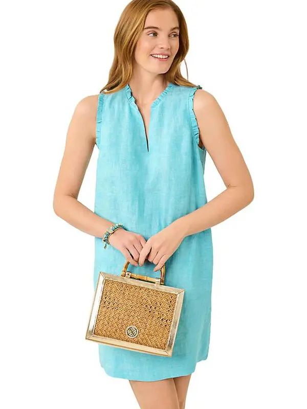 Lilly Pulitzer® Kavalla Linen Popover Dress - Capri Blue X Resort White
