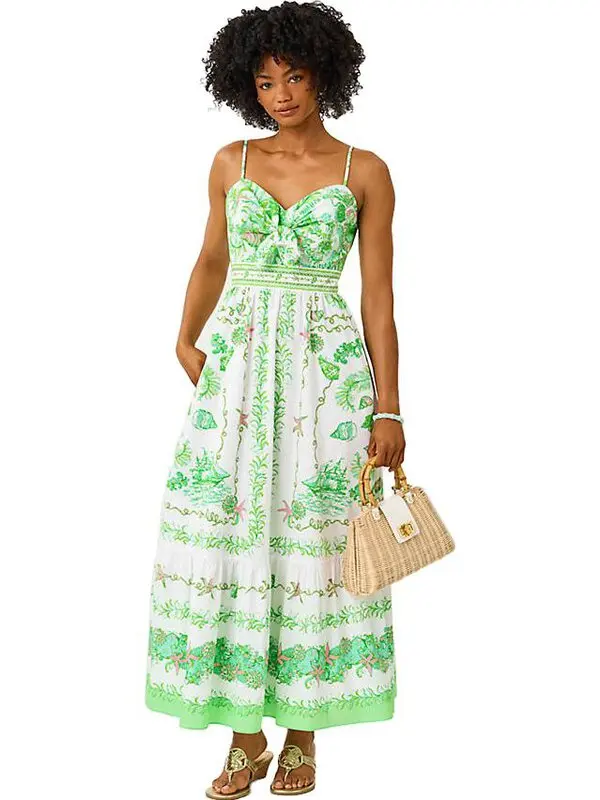 Lilly Pulitzer® Janae Maxi Dress - Resort White Ship To Shore Engineered Woven Maxi