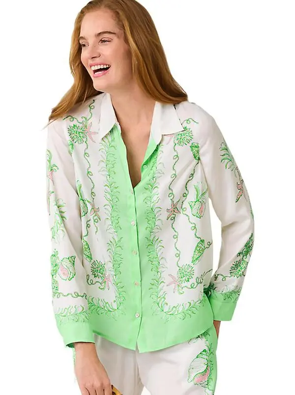 Lilly Pulitzer® Koko Button Down Shirt - Resort White Ship To Shore Engineered Woven Top