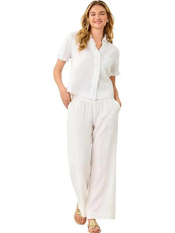 Lilly Pulitzer® Mirabella High Rise Linen Palazzo Pant - Resort White