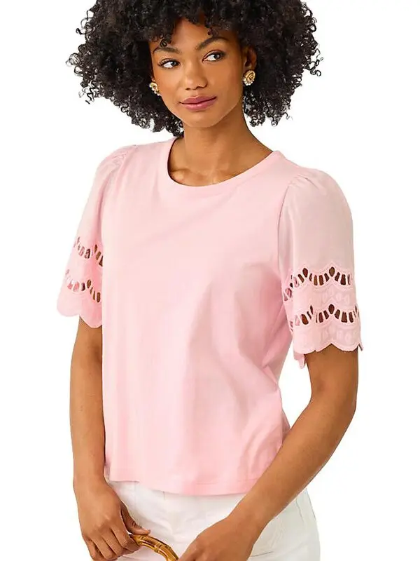 Lilly Pulitzer® Sebene Eyelet Knit Top - Pink Muse
