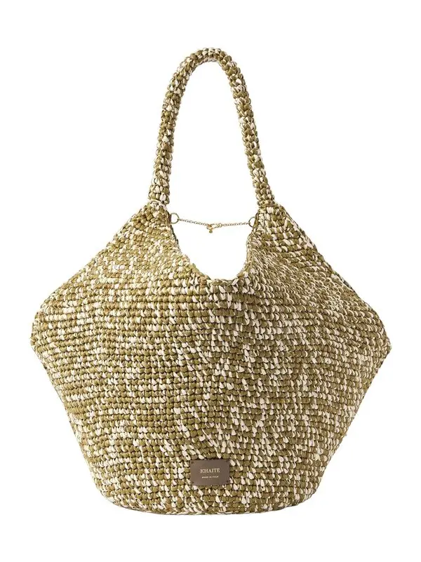 Khaite Lotus Medium Two-tone Woven Tote - Army Green