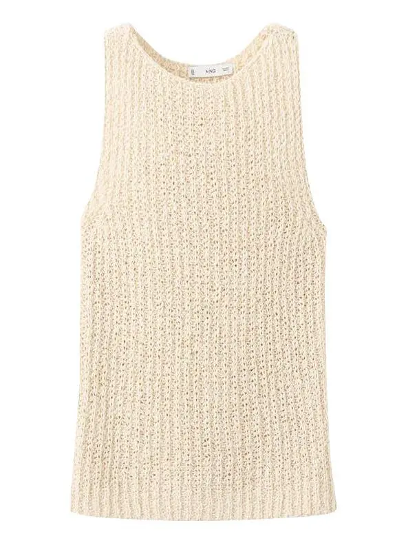 Mango Open Stitch Cotton Tank - Sand