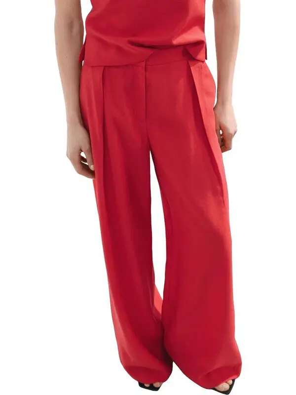 Mango Straight Leg Pants - Red