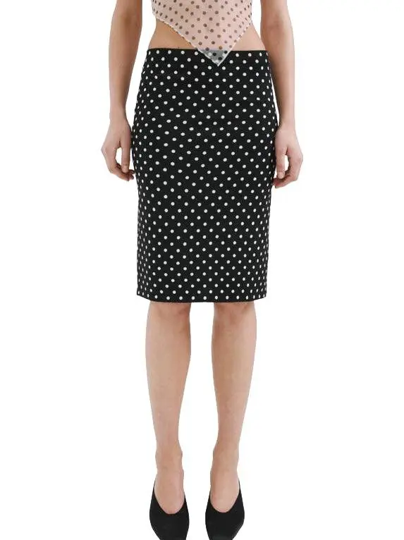 Mango Polka Dot Midi Skirt - Black