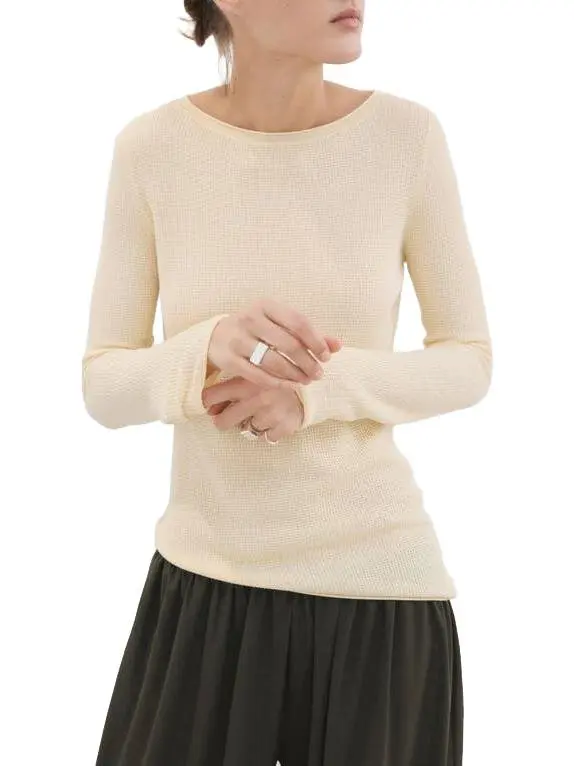 Mango Asymmetrical Ribbed Sweater With Rolled Details - Pastel Yellow