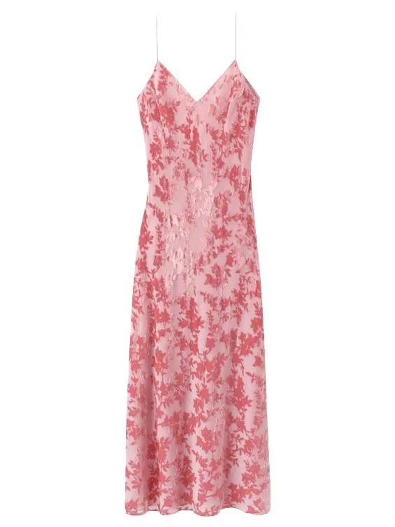 Mango Devoré Floral Burnout Sleeveless Maxi Dress - Pastel Pink