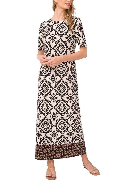 Vince Camuto Printed Maxi Dress With Slit - Sand Drift
