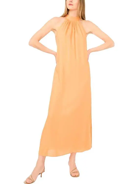 Vince Camuto Mock Neck Halter Maxi Dress - Tangerine