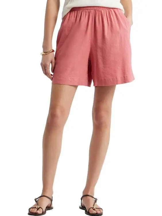 Nordstrom Pull-on Linen Blend Shorts - Pink Clay