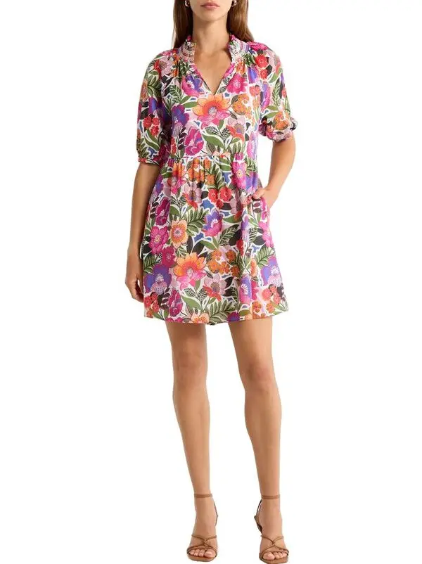 SUGARLIPS Rendal Floral Babydoll Mini Dress - Floral-multi