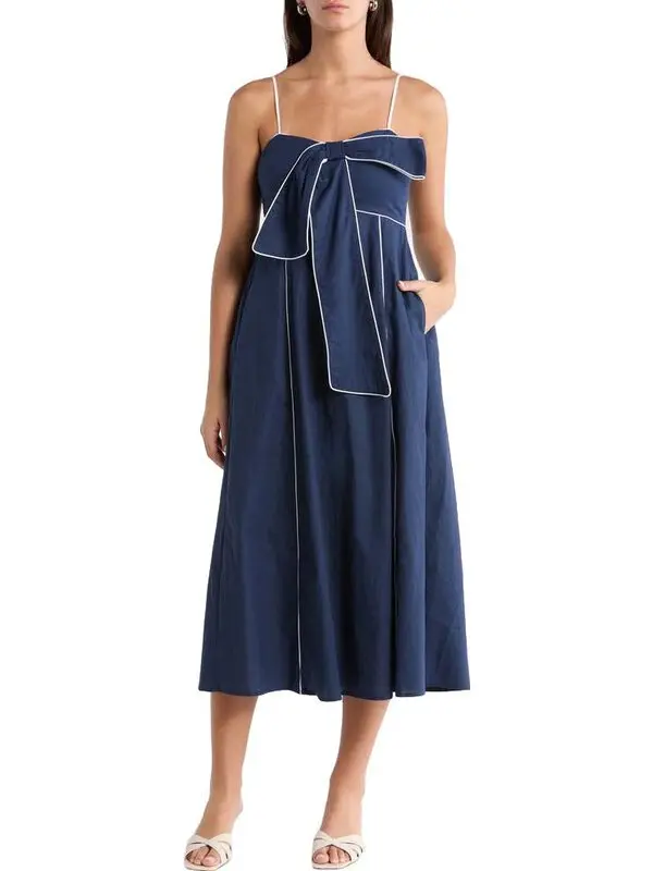 SUGARLIPS Viona Contrast Empire Midi Dress - Navy-white