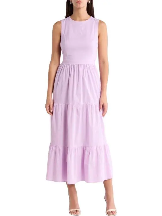 SUGARLIPS Sleeveless Tiered Maxi Dress - Lavender-multi