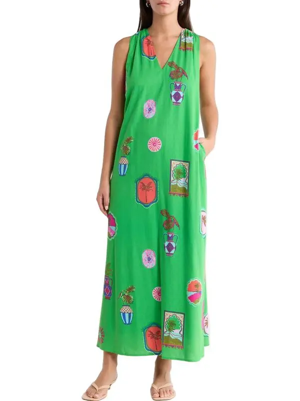 SUGARLIPS Trinie Postcard Rubi Halter Dress - Kelly-pink