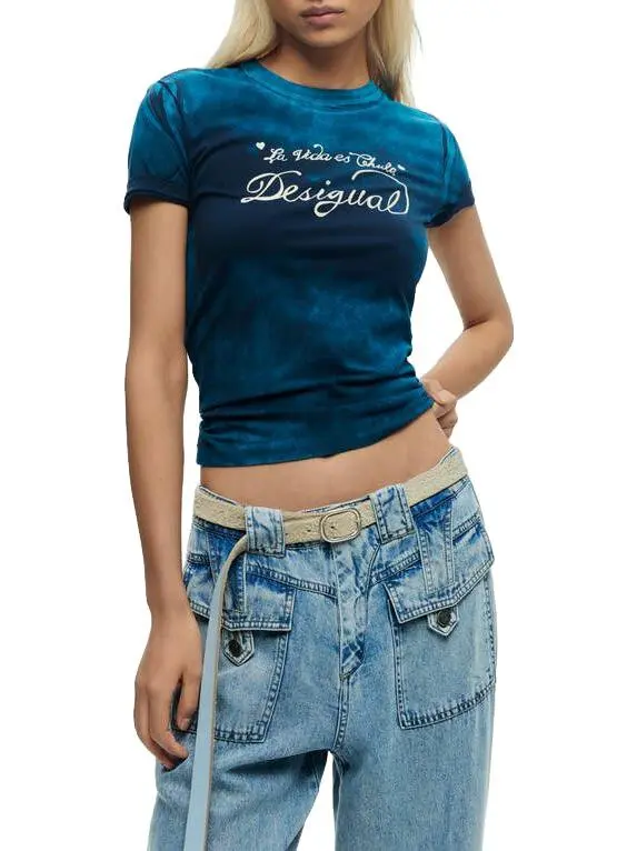 Desigual Graphic Logo Crewneck T-shirt - Blue
