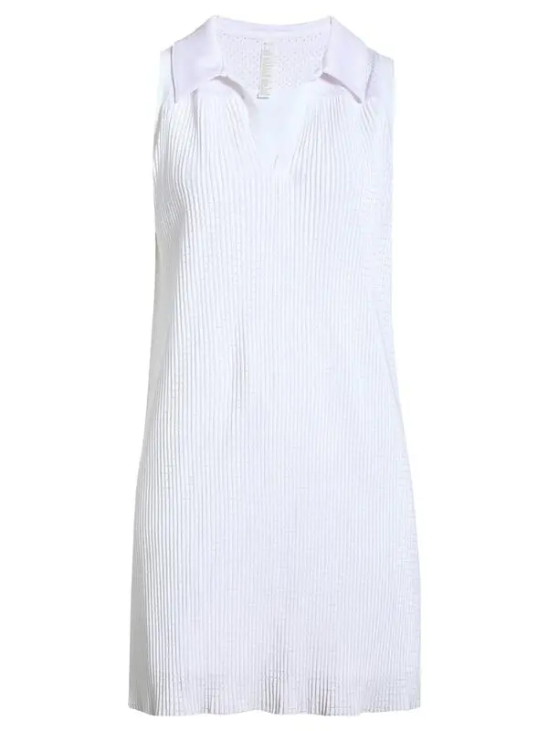 Zella Pleated Mesh Collared Dress - White