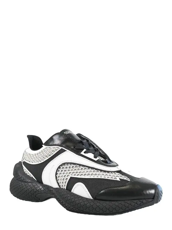 Roberto Cavalli Metallic Lace-up Running Sneakers - Black/white