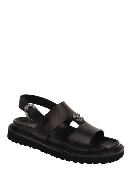 Roberto Cavalli Leather Slingback Sandals With Signature Hardware - Black
