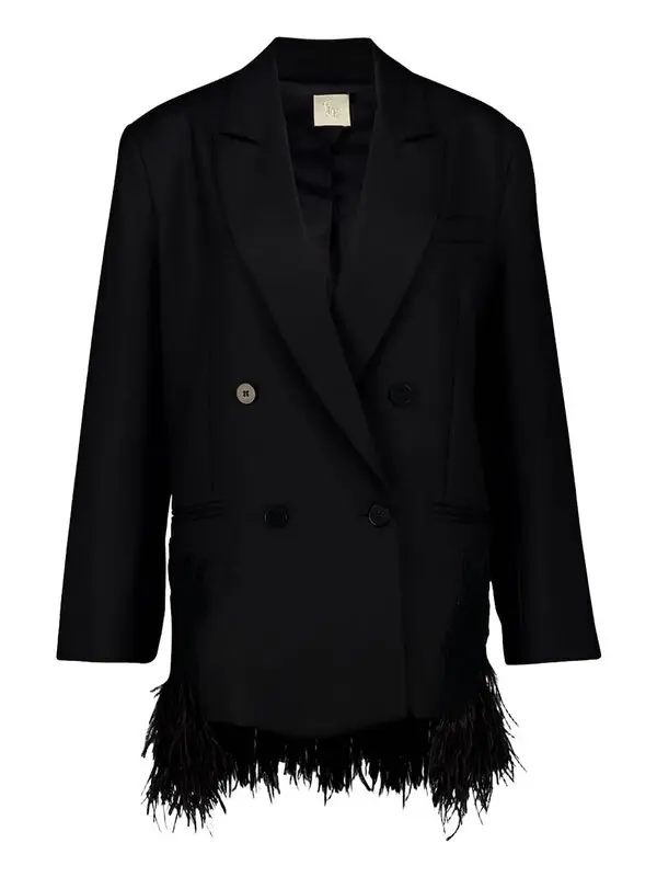 PAULA Marys Embroidered Blazer With Feathers - Black